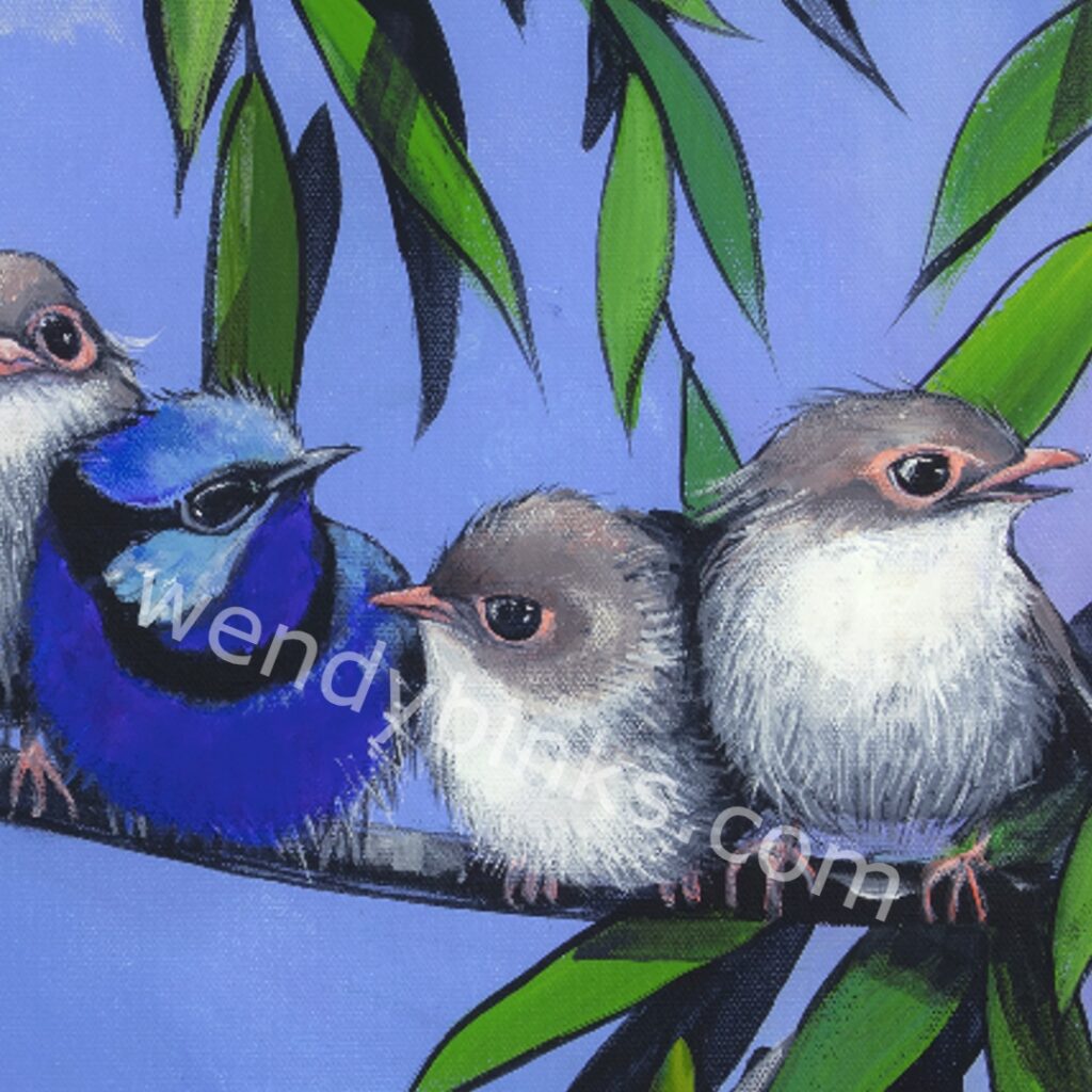 Blue Wren Family – Wendy Binks